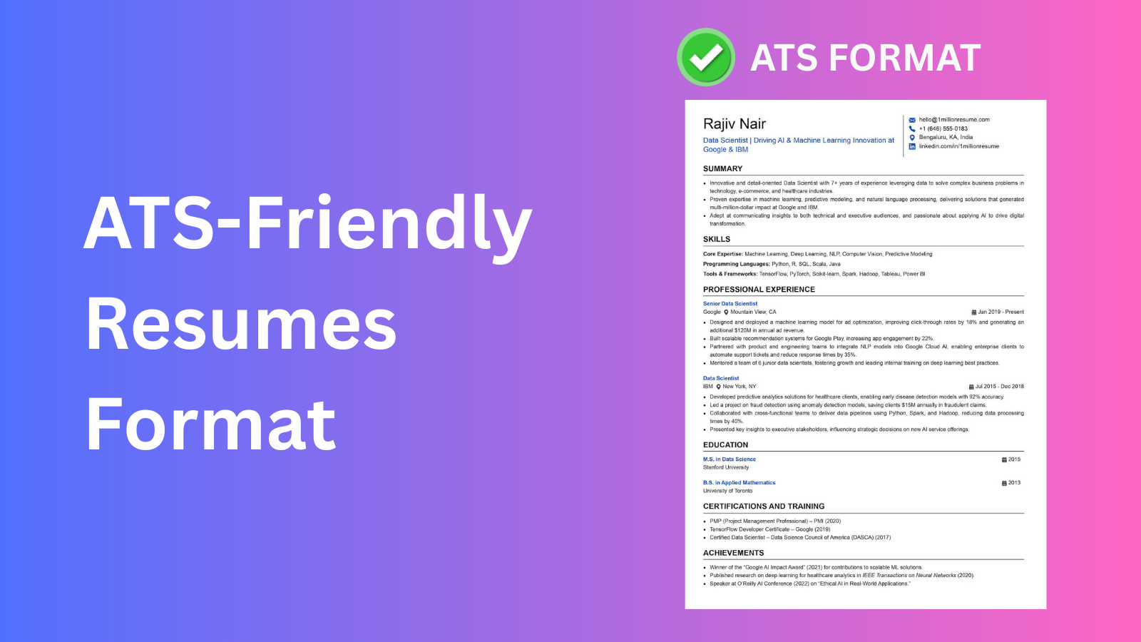 ATS-Friendly Resume Format (Complete Guide) | 1MillionResume